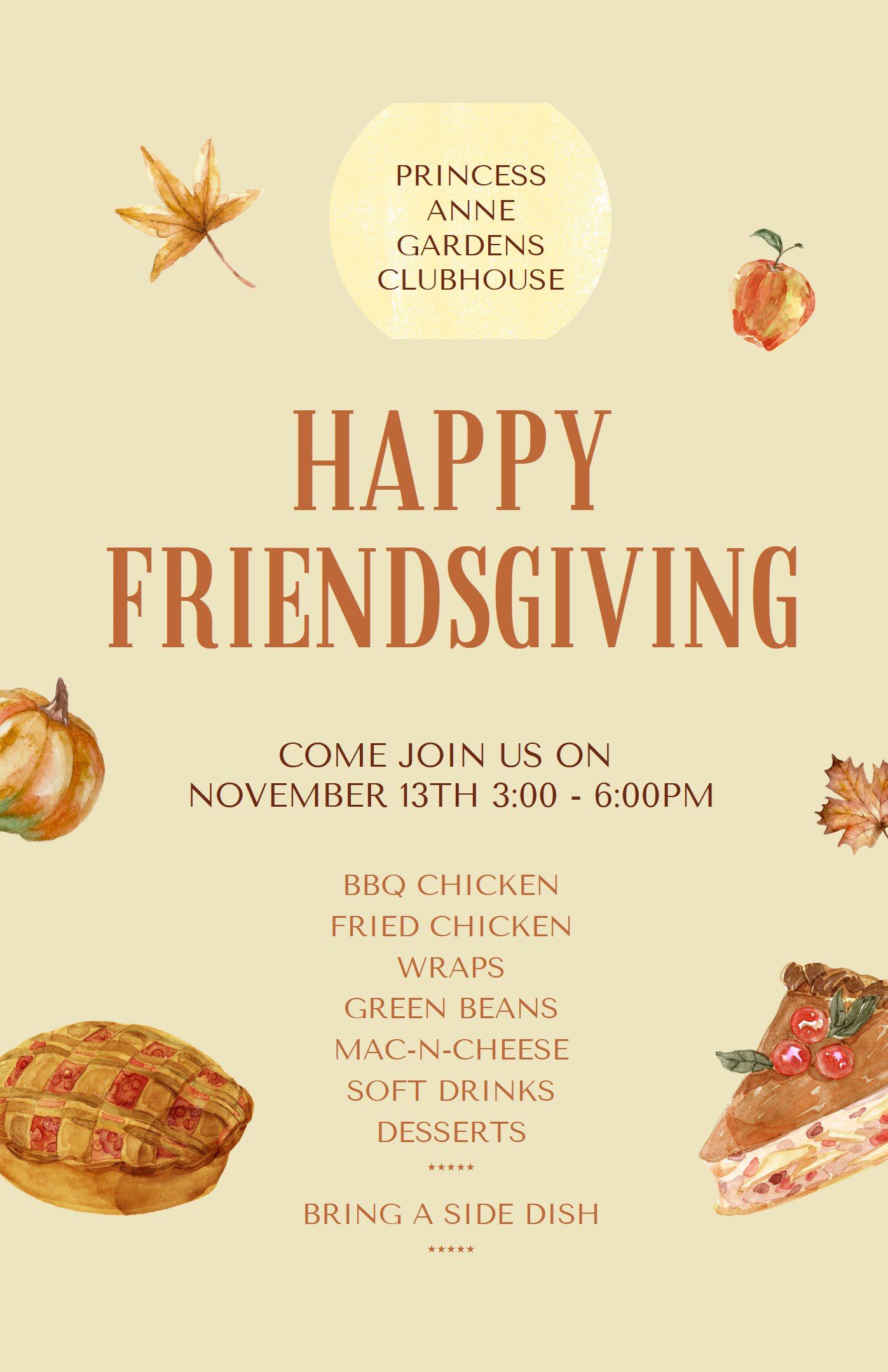 Community Friendsgiving 11/13/2021 - Princess Anne Gardens Condominiums